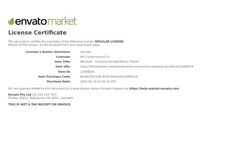 We Build Construction Building WP Theme License | PDF