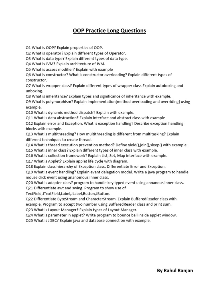 Oop Long Practice | PDF