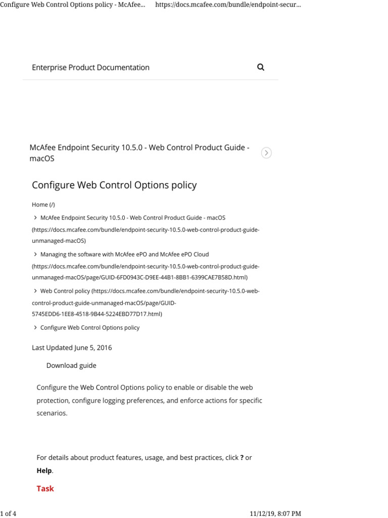 Configure McAfee Web Control Policy | PDF | Ip Address | World Wide Web