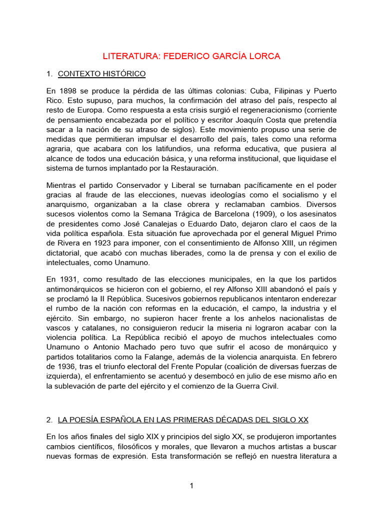 Literatura - Federico García Lorca | PDF | Federico García Lorca