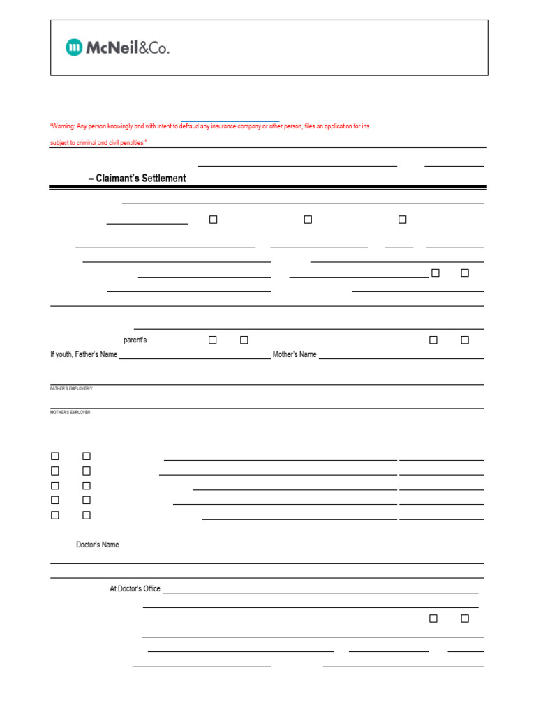 MCN 01 WGA ClaimantAccidentInfoForm | PDF | Insurance | Physician