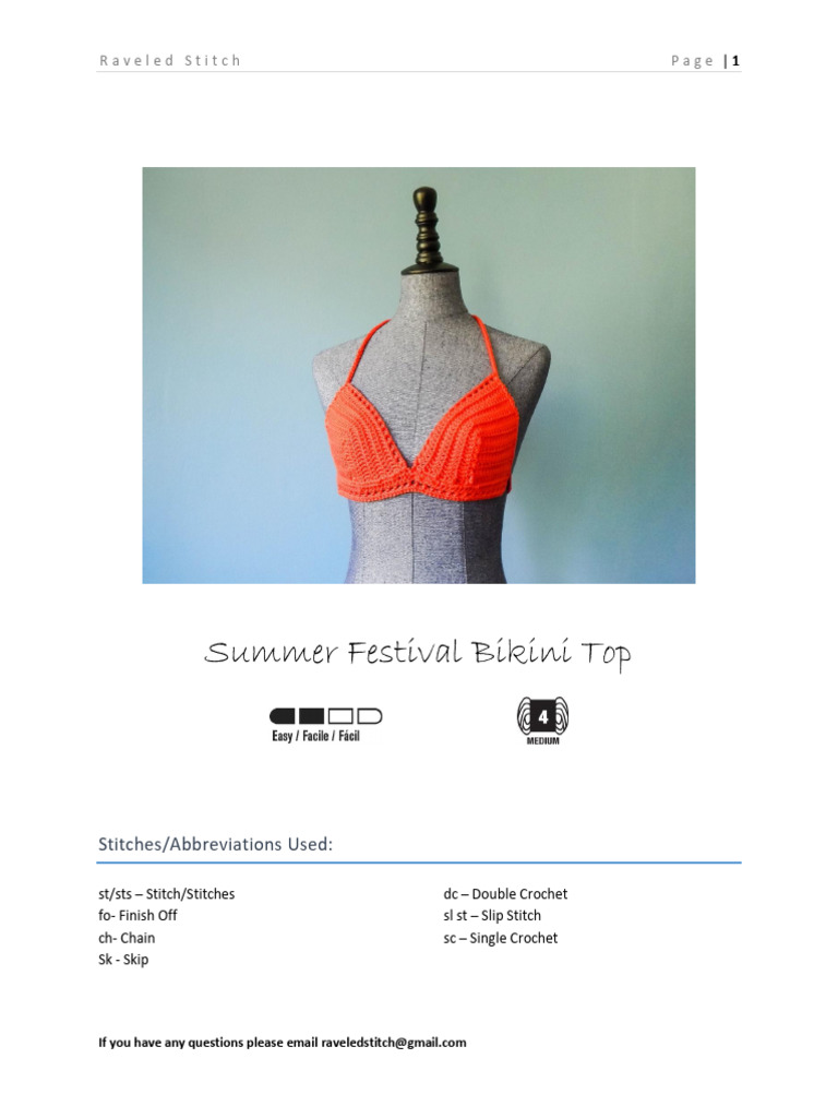 Summer Bikini Top - Raveled Stitch | PDF | Crochet | Weaving
