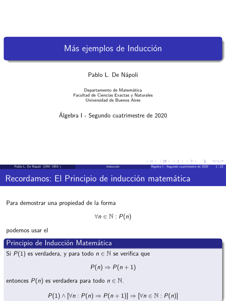 Clase-06-Mas Ejemplos de Induccion | PDF | Álgebra de Boole | Enseñanza de matemática