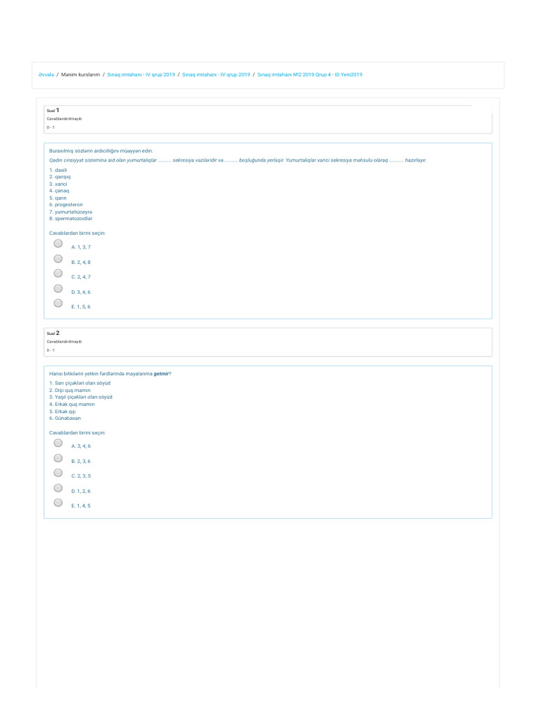 Biologiya otk sınaq | PDF