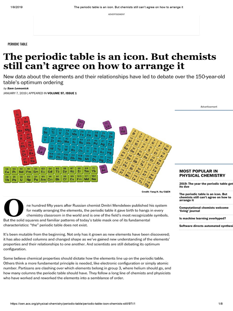 The Periodic Table Is An Icon. But Chemists Still Can't Agree On How To ...