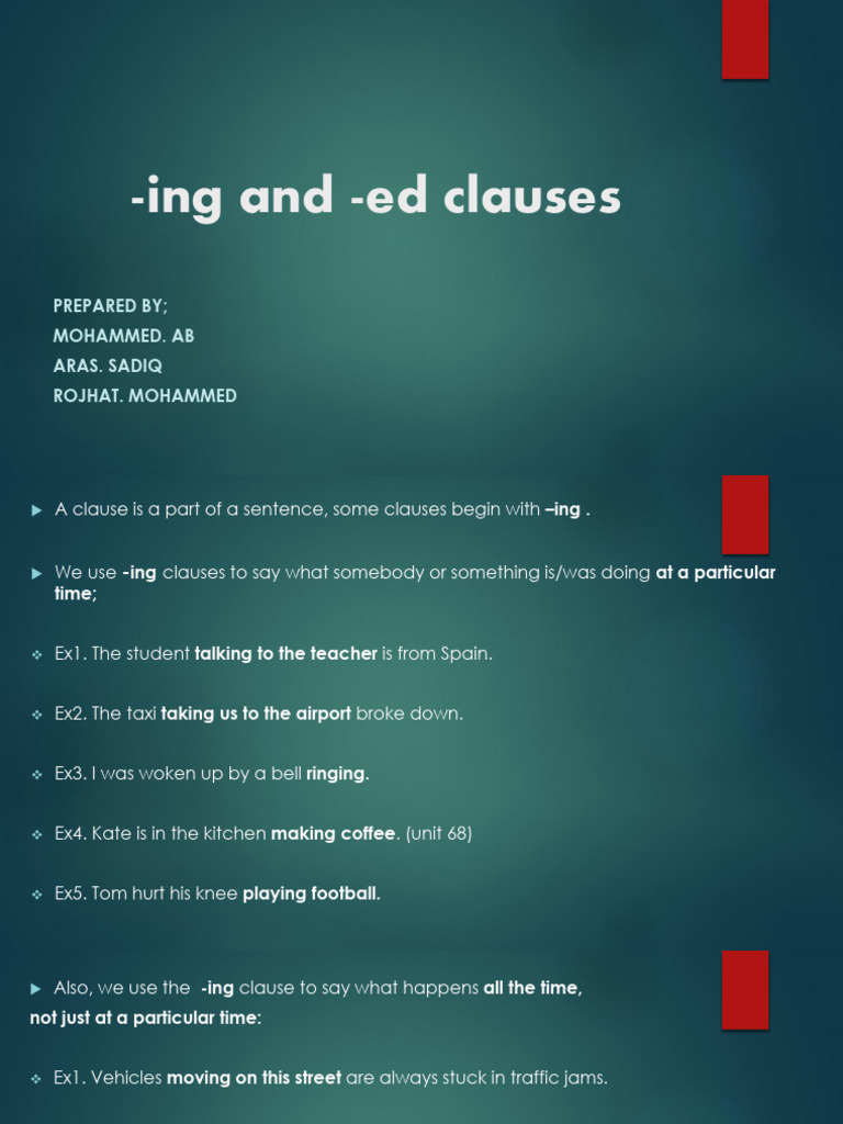 Ing and - Ed Clauses | PDF