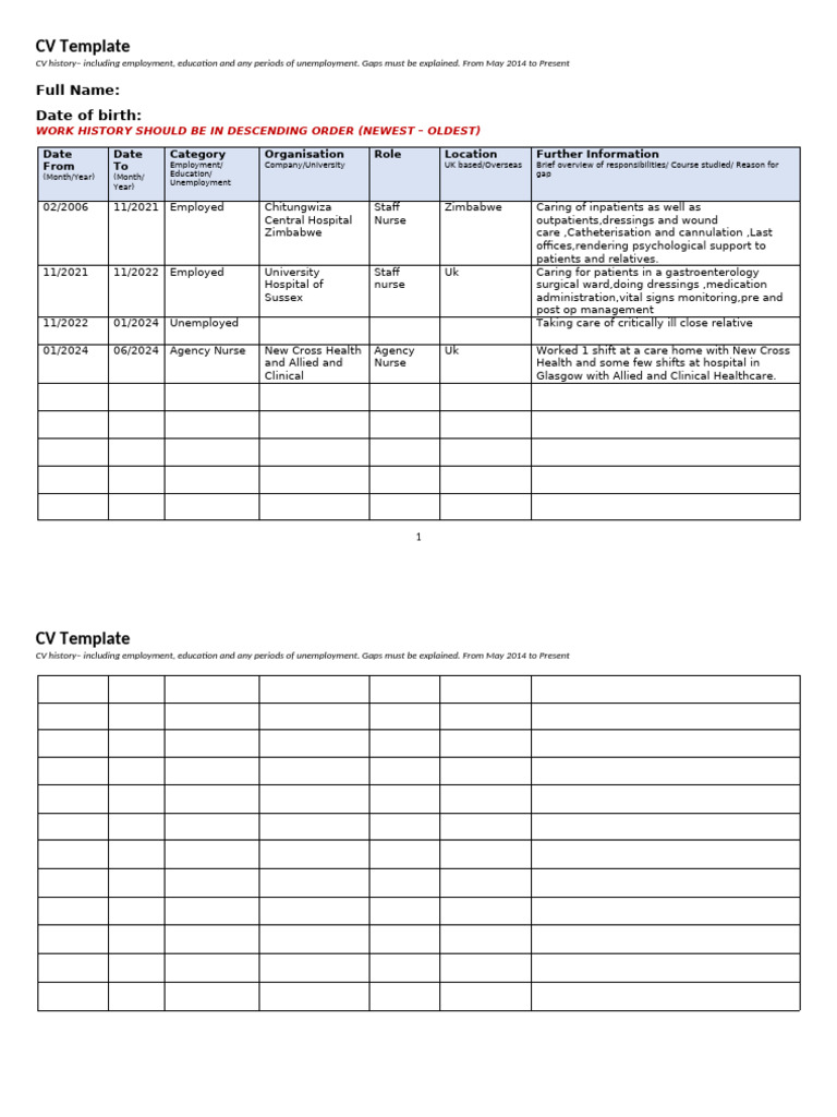 CV Template - Scotland | PDF | Hospital | Patient