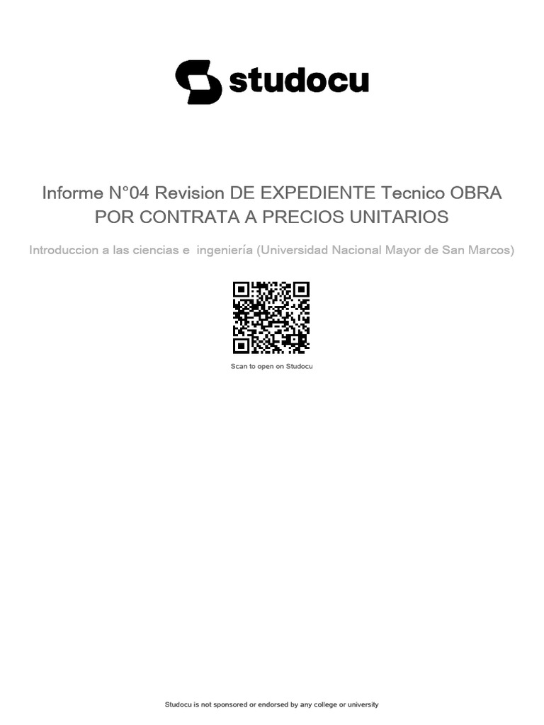 Informe n004 Revision de Expediente Tecnico Obra Por Contrata A Precios Unitarios | PDF ...