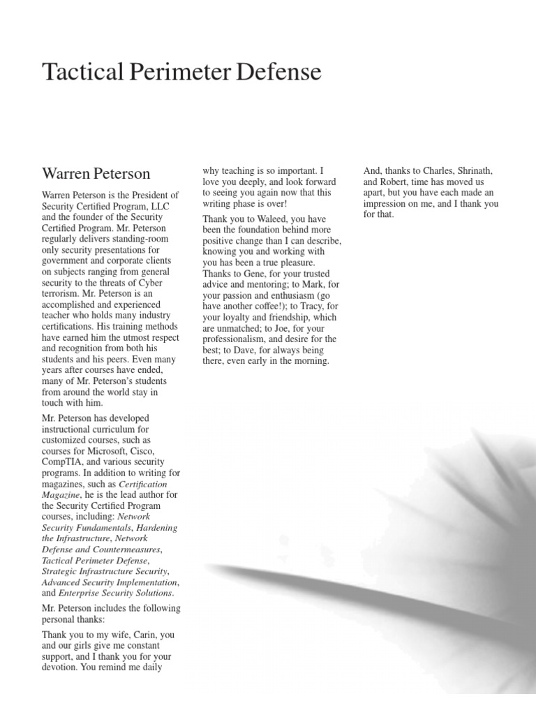 SCNS - Tactical Perimeter Defense | Download Free PDF | Networks ...