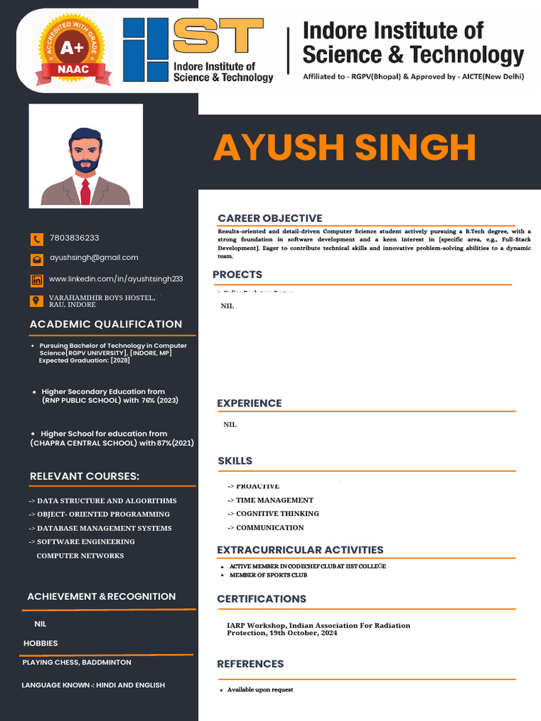 Ayush Kumar Singh RESUME | PDF | Computer Programming | Computing