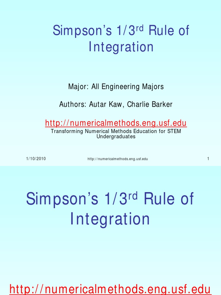 Simpson's Rule | PDF | Computational Science | Calculus