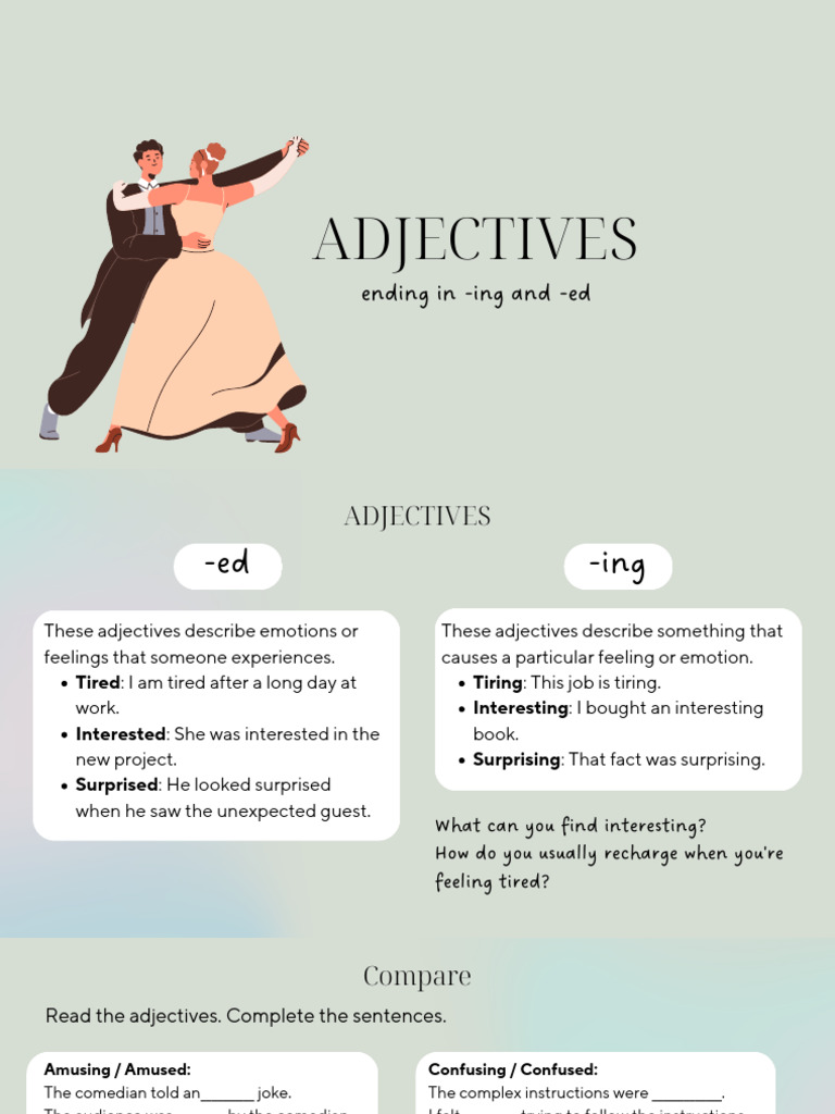 ADJECTIVES ed ing | PDF