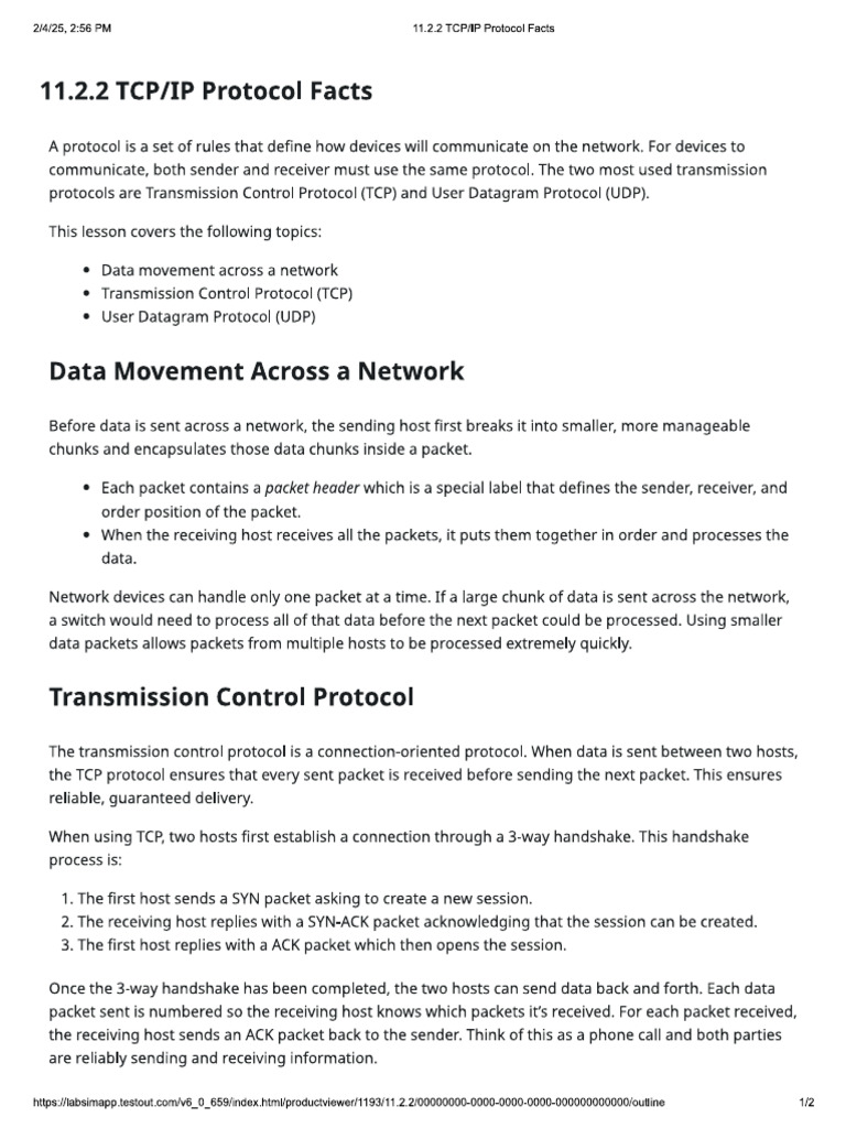 TCP and IP Protocol Facts | PDF
