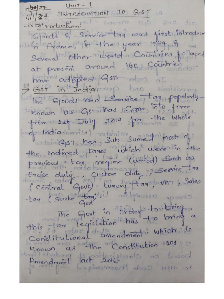 Gst unit 1 | PDF