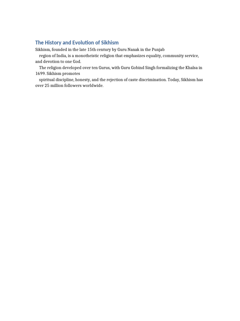 The History and Evolution of Sikhism | PDF