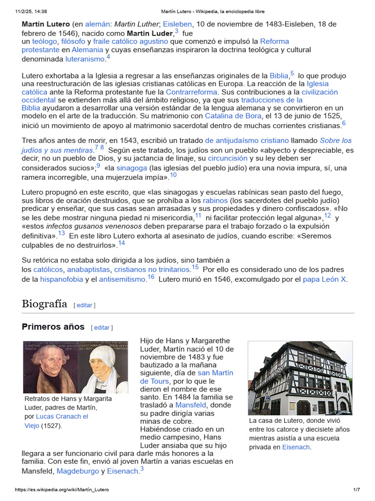 Martín Lutero - Wikipedia, La Enciclopedia Libre | PDF | Martin Luther ...