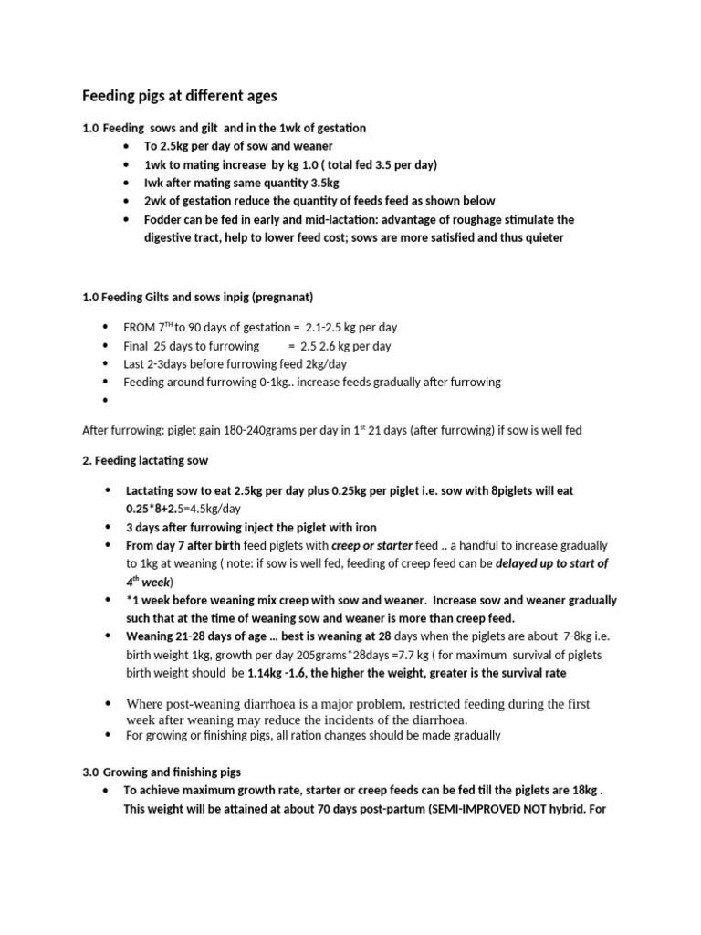 Comprehensive Pig Feeding Guide | PDF | Pig | Weaning