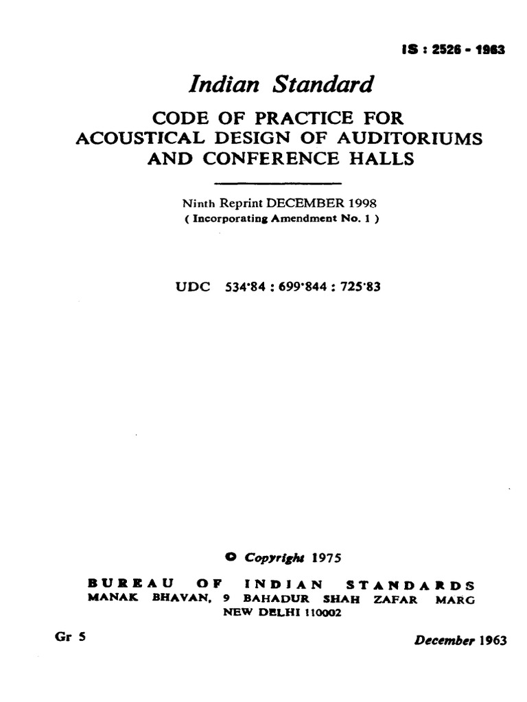 Acoustical Design Code IS: 2526 | PDF | Loudspeaker | Decibel