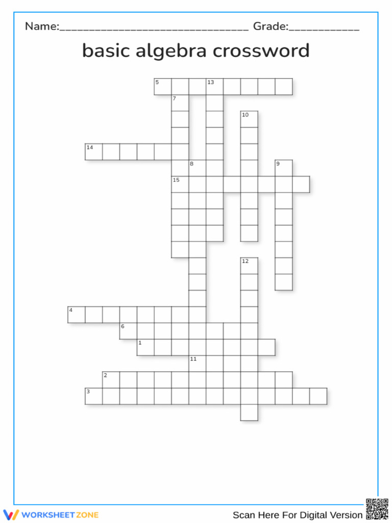 Algebra Crossword | PDF