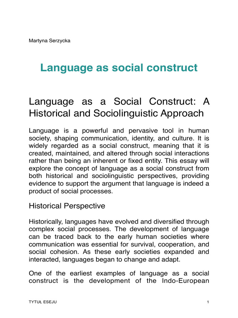 Language as a Social Construct Explained | PDF | Sociolinguistics ...