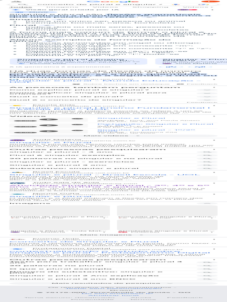 Conceito de Plural e Singular 4 Ano - Pesquisa Google | PDF | Plural | Palavra
