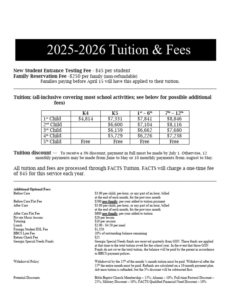 2025-2026 Tuition and Fees Overview | PDF | Fee | Tuition Payments