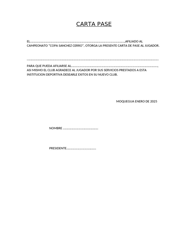 Carta Pase | PDF