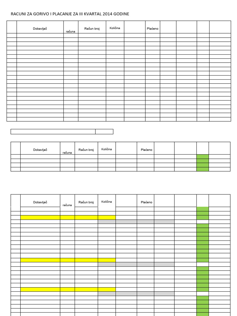 RACUNI ZA GORIVO I PLACANJE ZA III KVARTAL 2014 GODINE | PDF