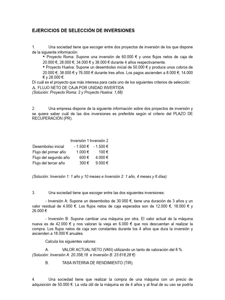 Ejercicios de Repaso de Inversiones | PDF | Tasa interna de retorno | Contabilidad financiera
