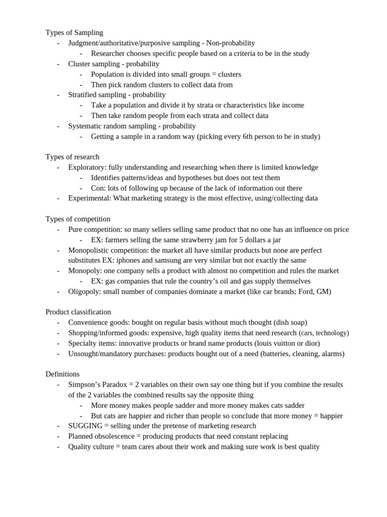 DECA Practice Exam Notes | PDF | Sampling (Statistics) | Monopoly