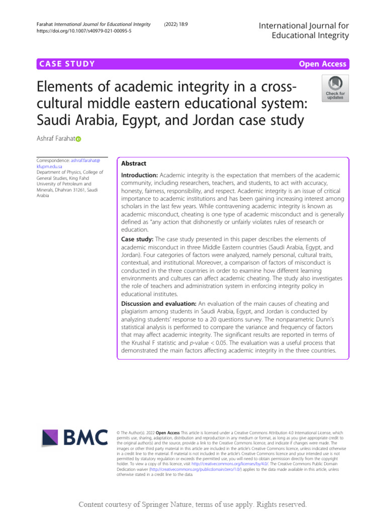 Elements of Academic Integrity in A Cross-Cultural | PDF | Academic ...