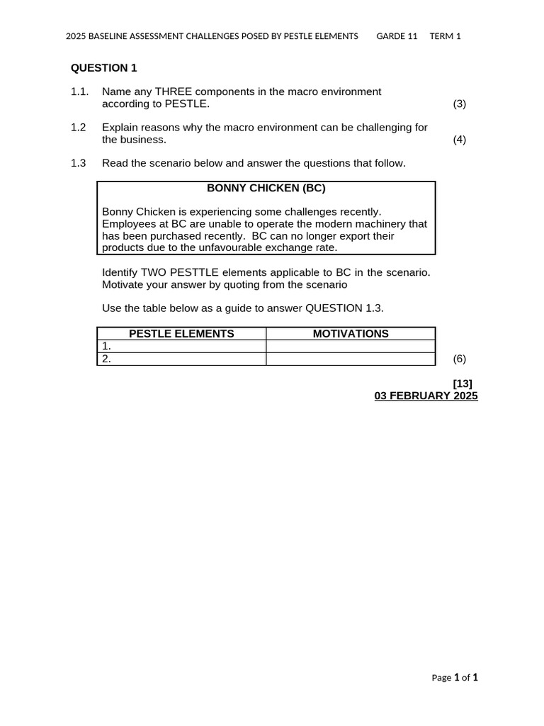 PESTLE Challenges in Business Assessment | PDF