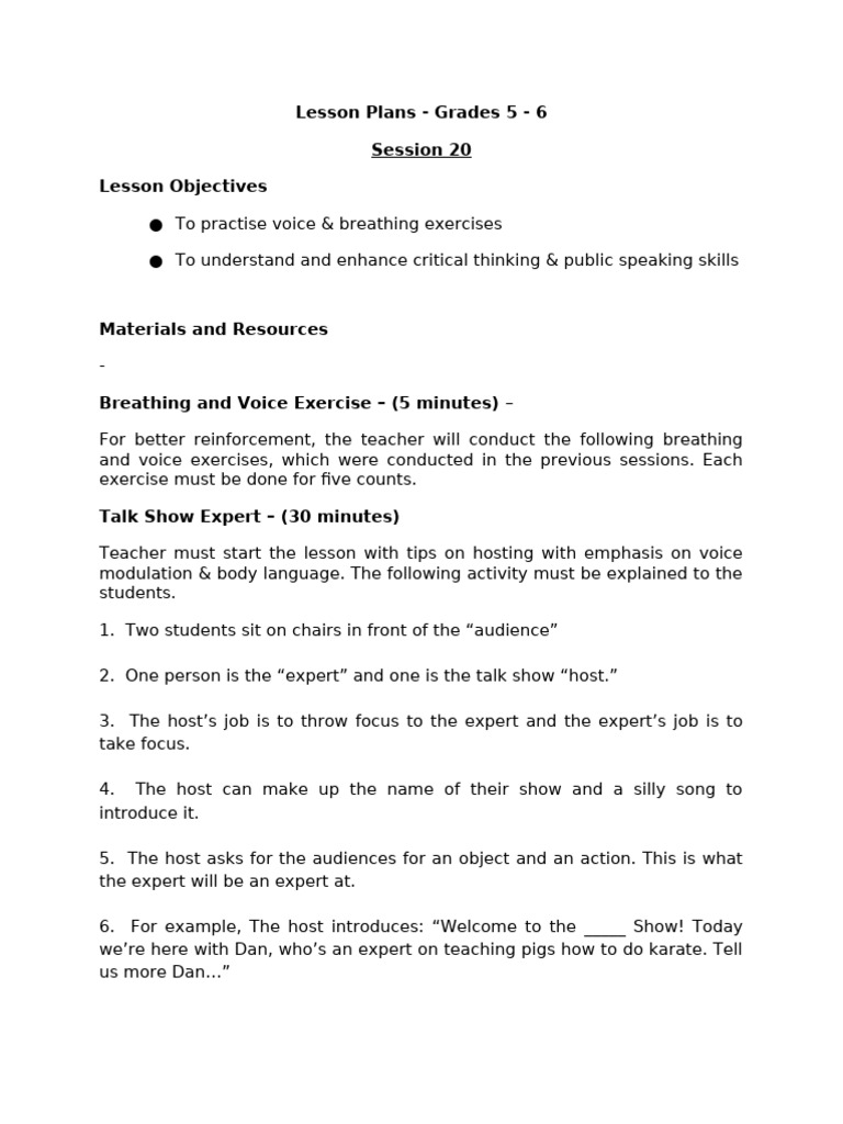 Engaging Public Speaking Lesson Plan | PDF