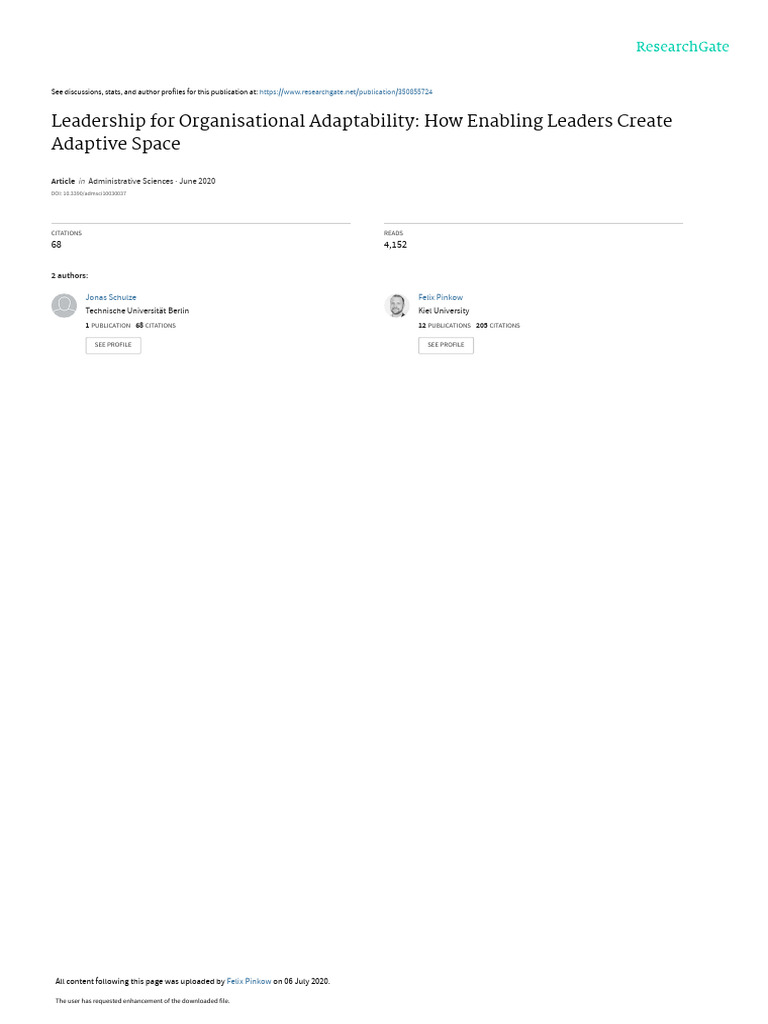 Leadership for Organizational Adaptability | PDF | Leadership ...
