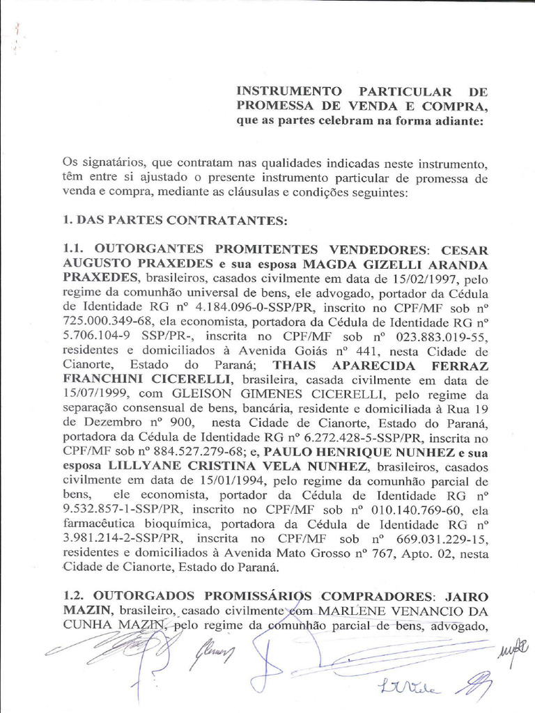 Instrumento PDPD Venda e Compra | PDF
