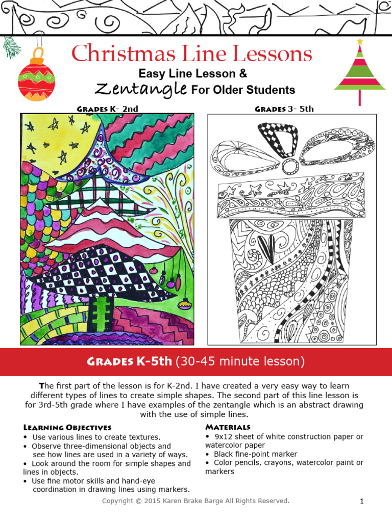 Christmas Line Lessons: Zentangle | PDF | Drawing