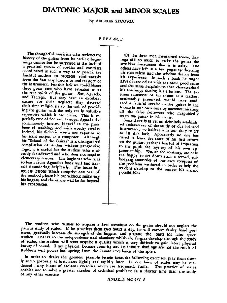Andres Segovia - Diatonic Major and Minor Scales | PDF