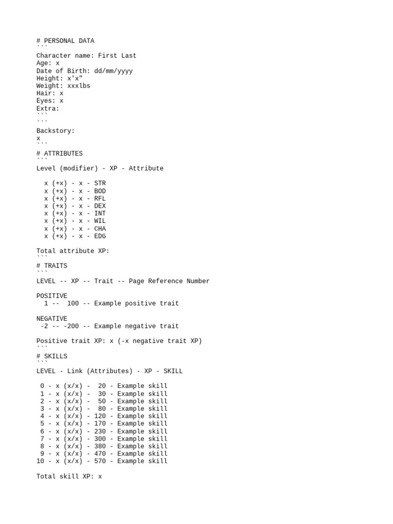 Example Char Sheet READONLY | PDF