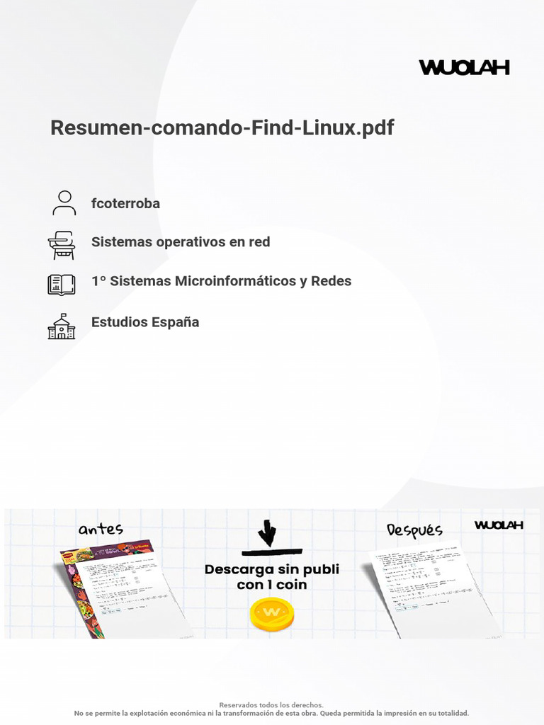Resumen Comando Find Linux PDF | PDF | Archivo de computadora ...