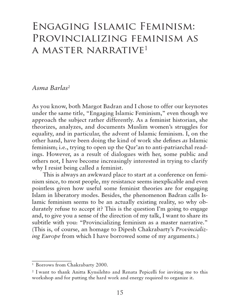 R7 Asma Barlas and Margaret Badran - On Islamic Feminism | PDF | Feminism | Gender Studies
