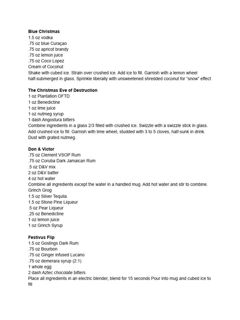 Sippin' Santa Recipe List (Updated 2022) | PDF | Tea | Syrup