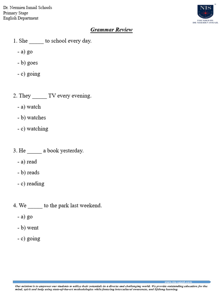 Grammar Review Extra Practice | PDF