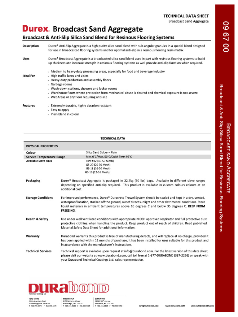 Data Sheet - Broadcast Sand Aggregate | PDF