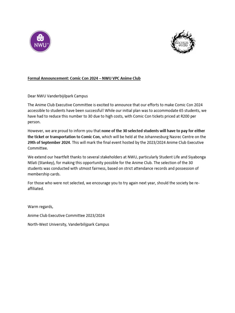 Comic Con Announcement | PDF