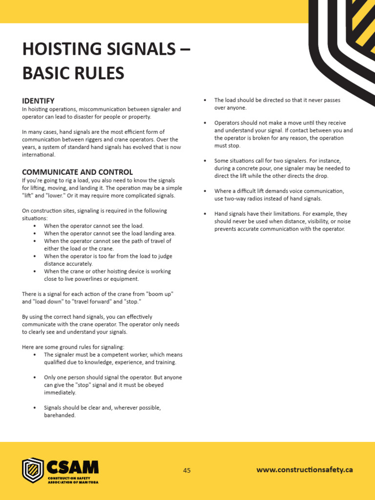 Crane Hand Signals for Safe Hoisting | PDF | Crane (Machine ...