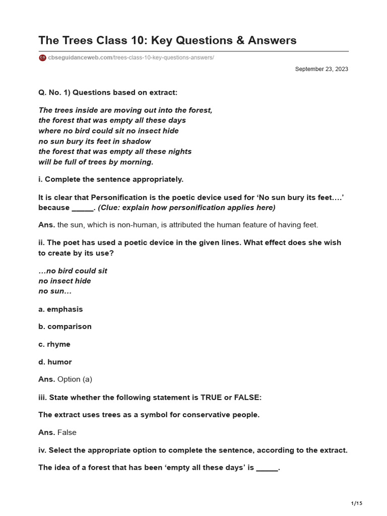 cbseguidanceweb.com-The Trees Class 10 Key Questions Answers | PDF ... cbseguidanceweb.com-The Trees Class 10 Key Questions Answers | PDF ...