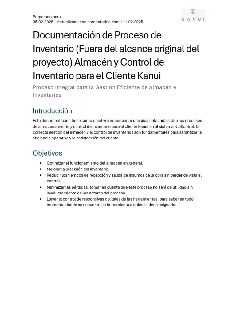 Proceso de Control de Inventario Kanui | PDF | Presupuesto