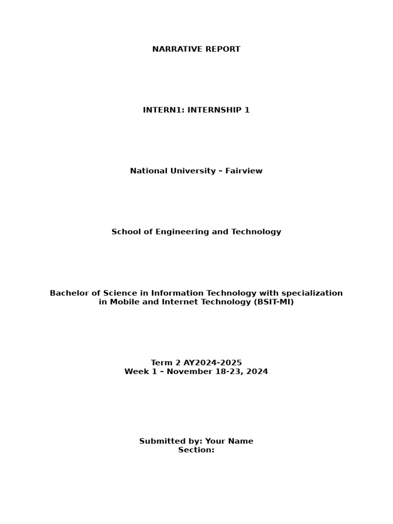 BSIT-MI Internship Report Week 1 | PDF