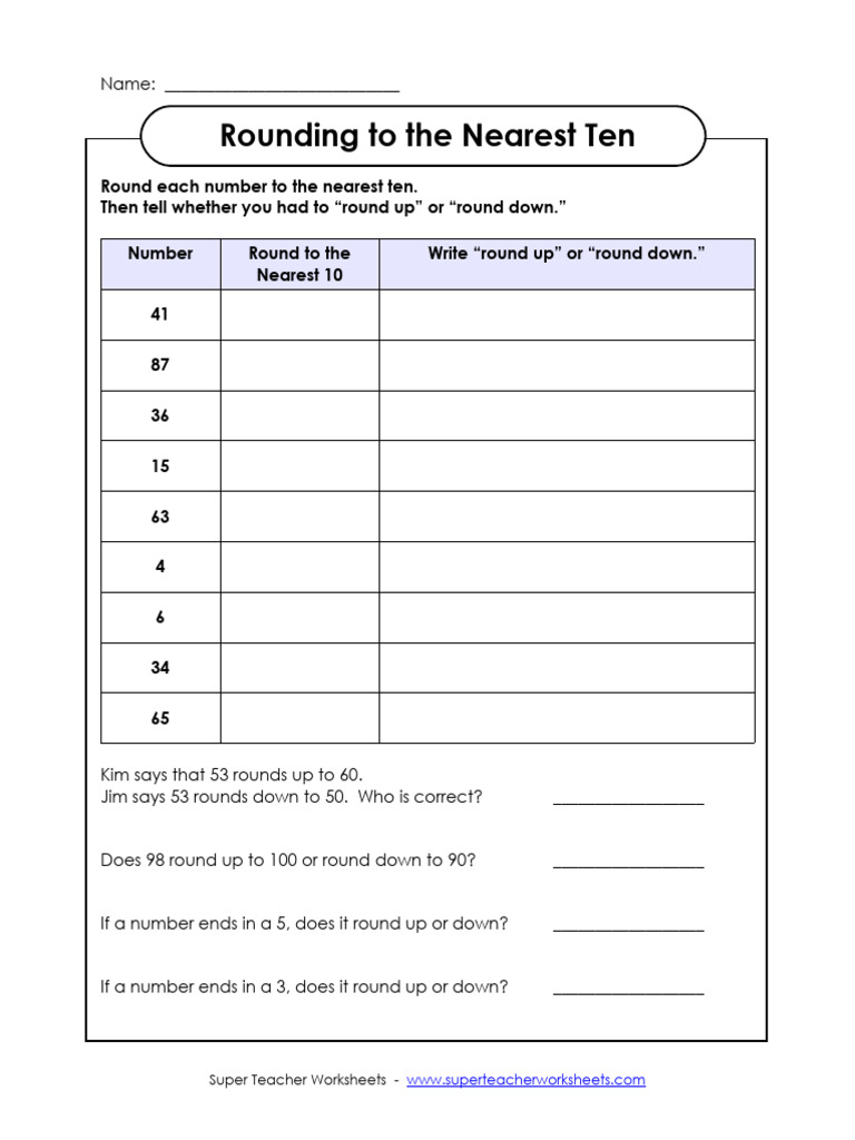Rounding Nearest Ten C TZQWR | PDF
