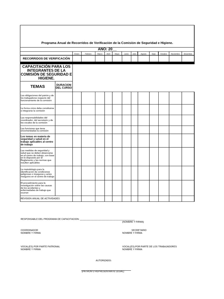 Programa de Capacitación y Verificaciones Seguridad e Higiene | PDF